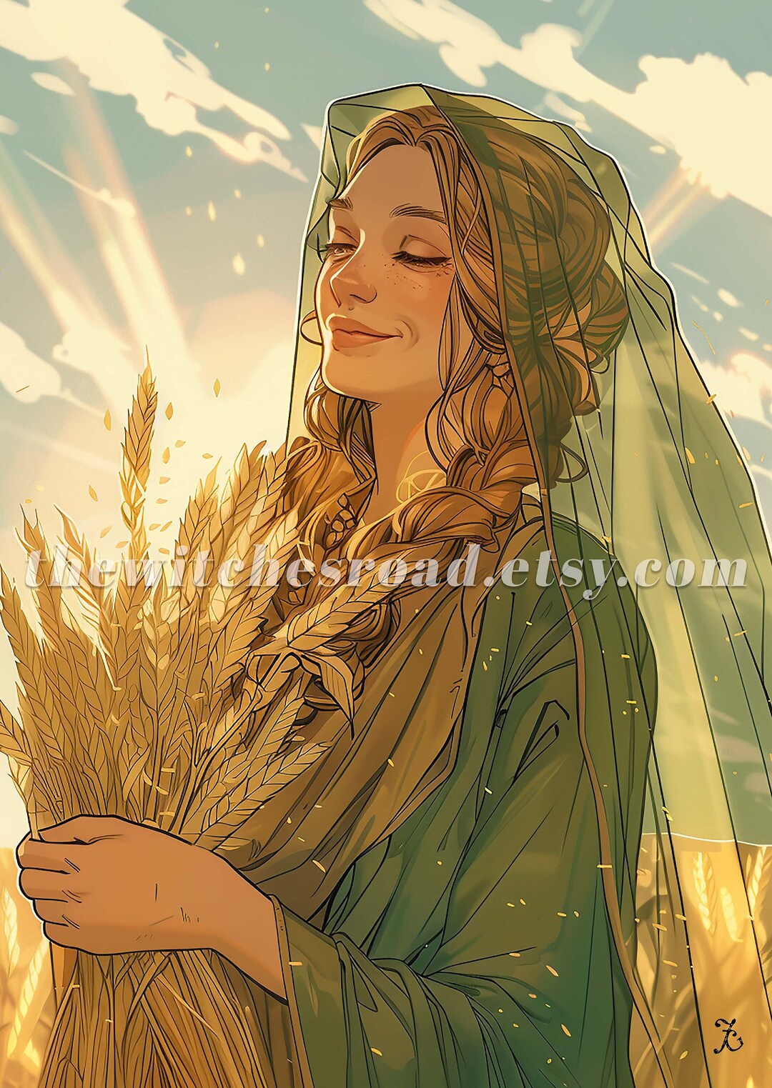 DEMETER DÎMÍTÎR ΔΗΜHΤΗΡ digital Instant Download Illustration. Harvest ...