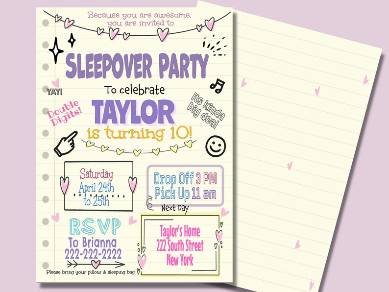 Sleepover Birthday Invitation, Tween Birthday, Girl’s Birthday ...