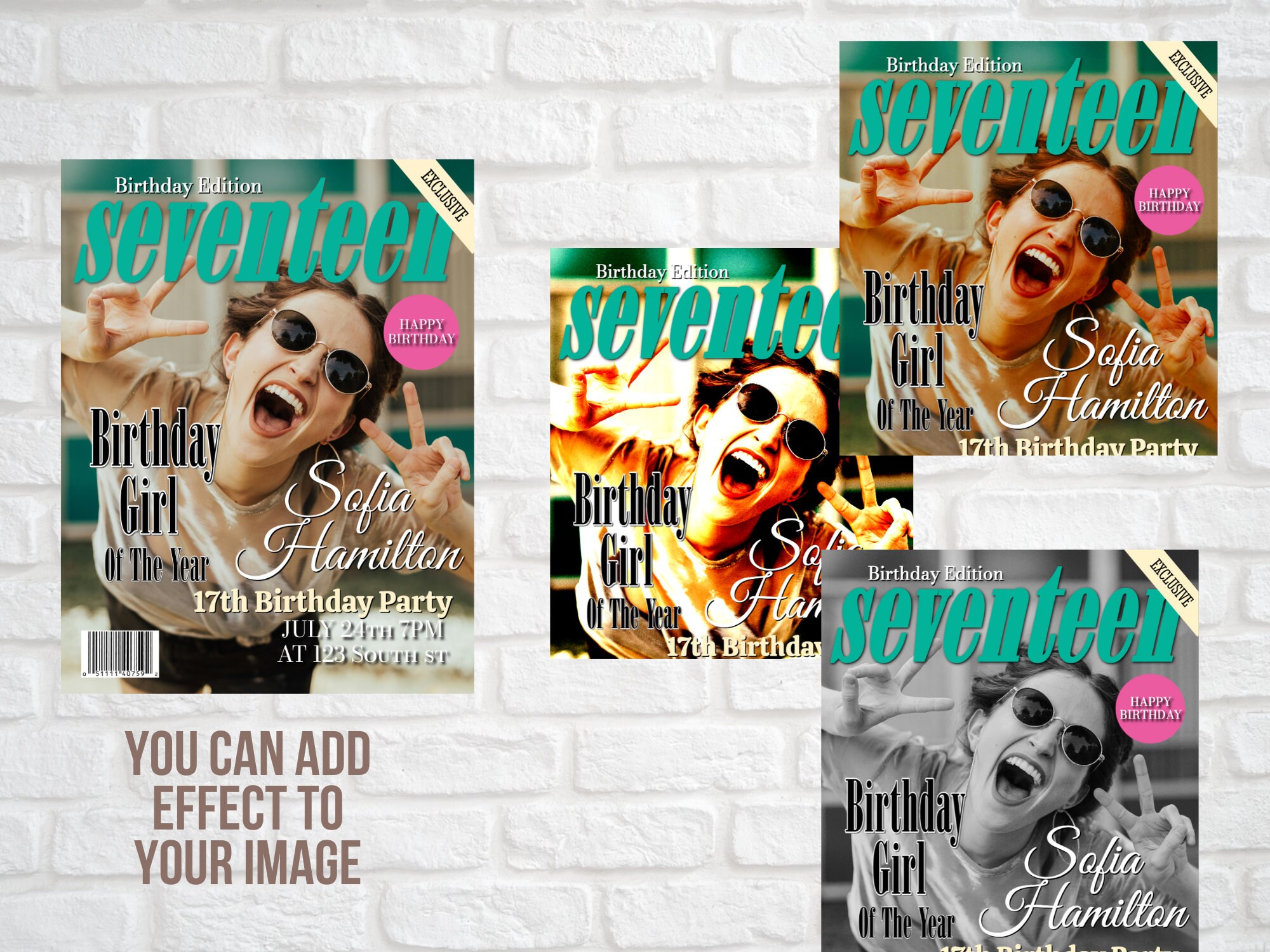 Magazine Cover Party Invitation, Birthday Card, Easy DIY Birthday ...
