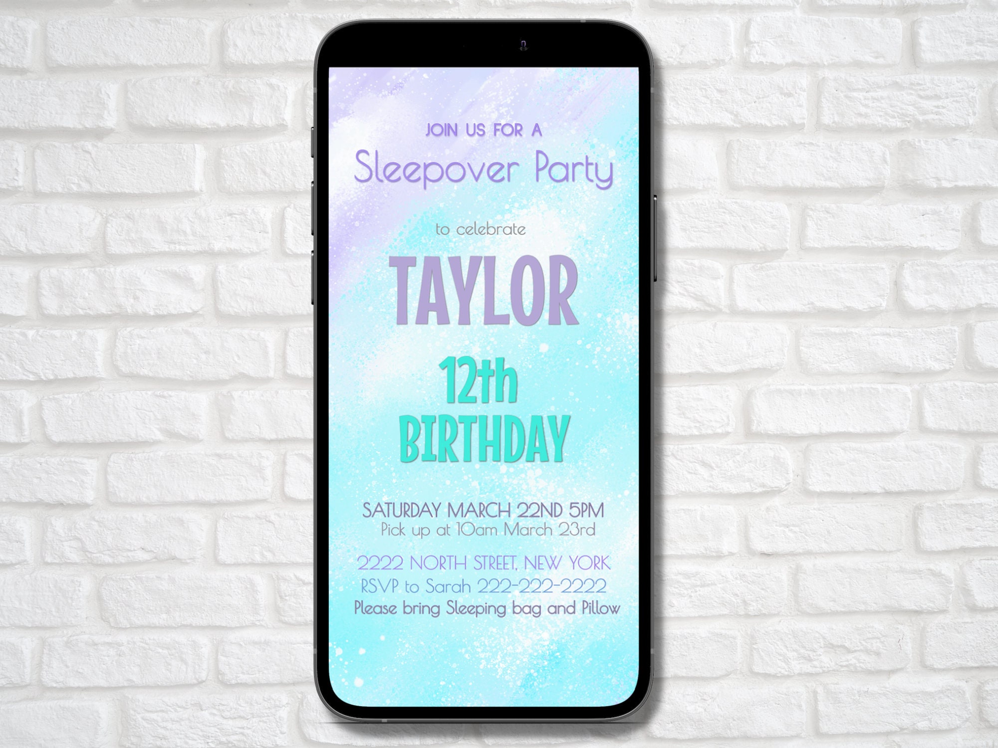 Sleepover Birthday Invitation, Tween Birthday, Teen Birthday, Girl’s ...
