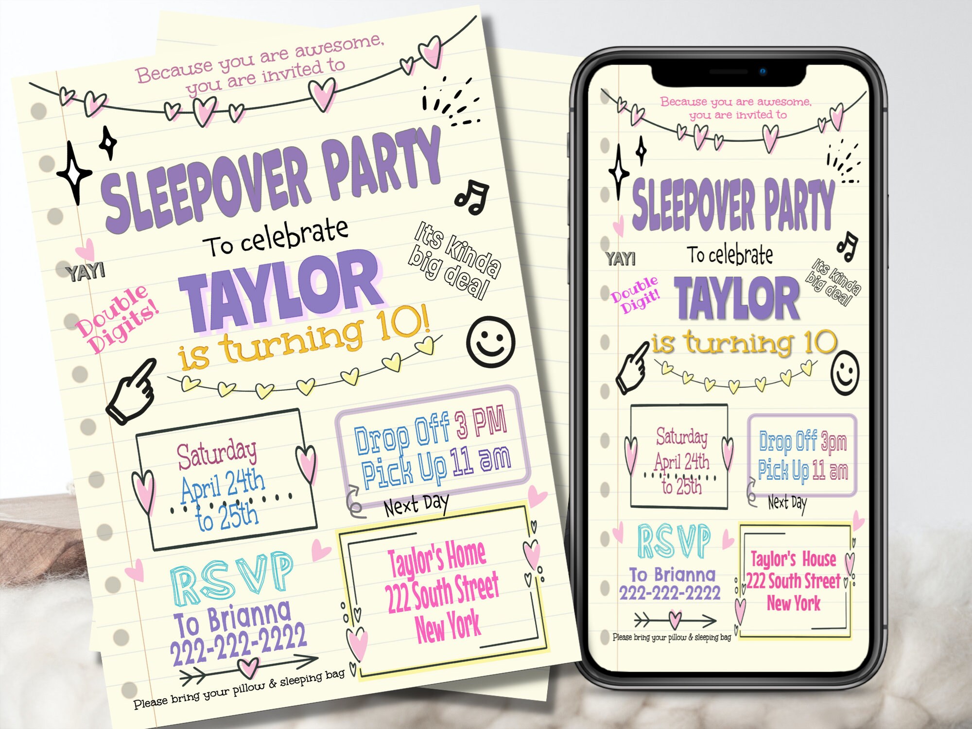 Sleepover Birthday Invitation, Tween Birthday, Girl’s Birthday ...