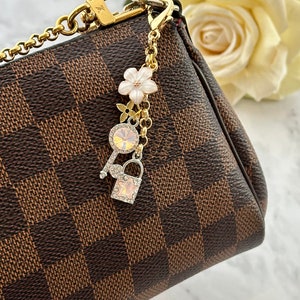 Mini Crystal Lock and Key Charm, With Blossom. 2-tone Gold/silver ...