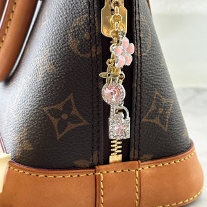 Mini Crystal Lock and Key Charm, With Blossom. 2-tone Gold/silver ...