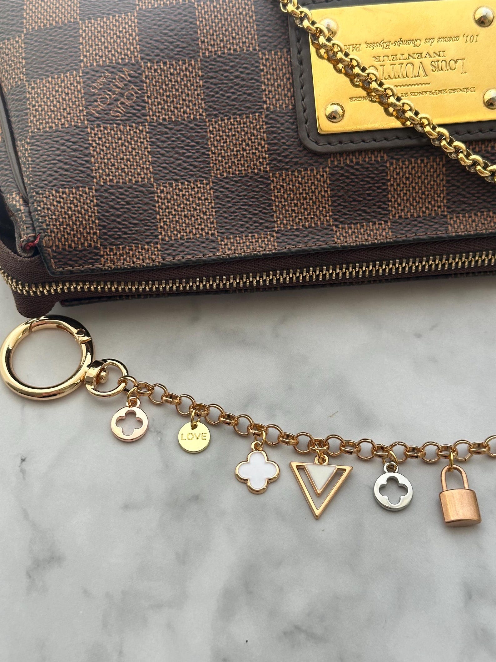 Tri-tone Metal Bag Chain: Dainty Multi Charms Purse Accessory - Etsy