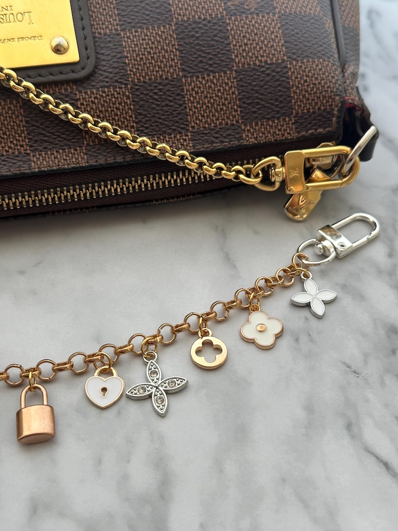 Tri-tone Metal Bag Chain: Dainty Multi Charms Purse Accessory - Etsy