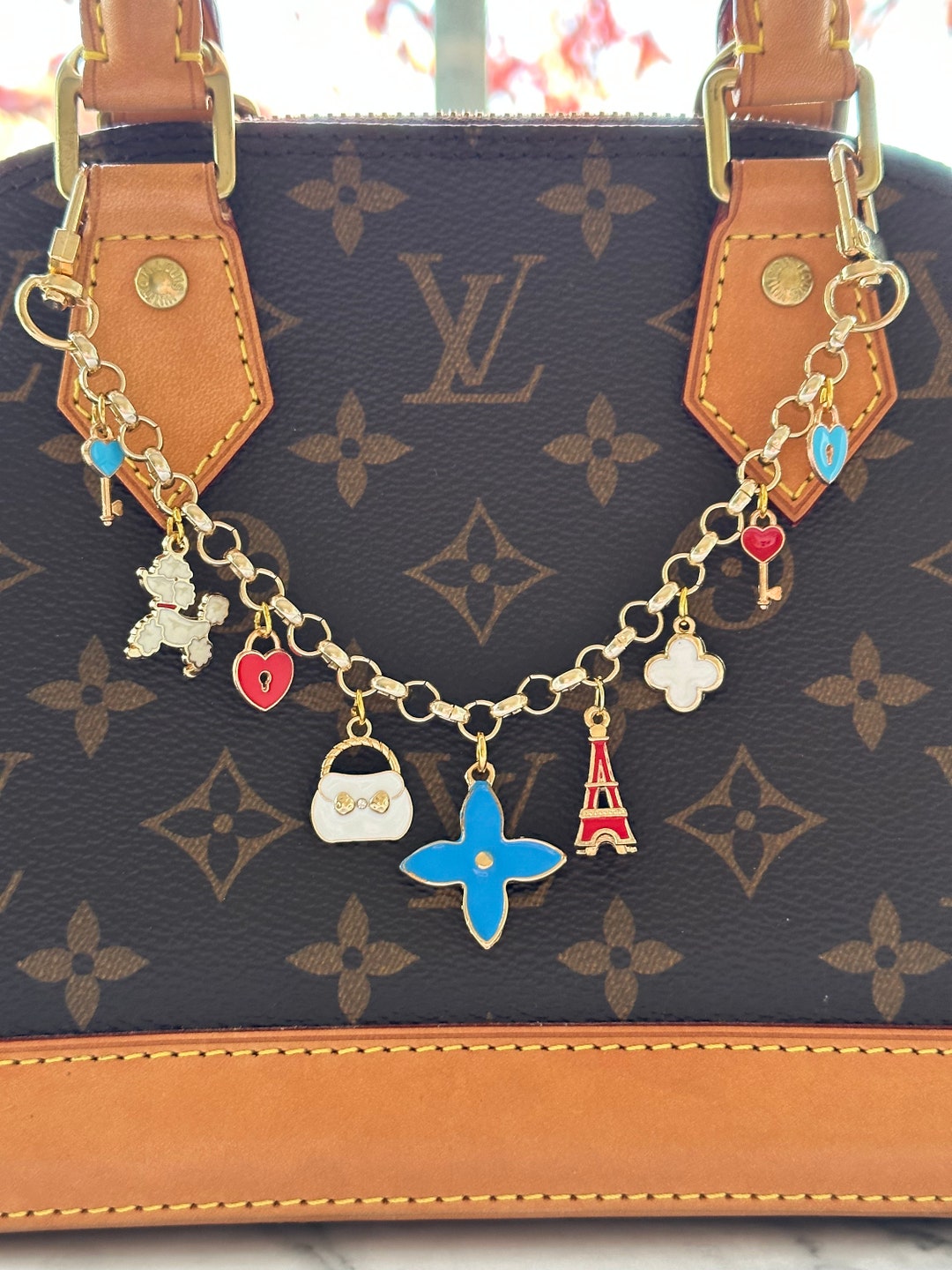 French Paris Theme Bag Chain Charm. Red White and Blue Multi - Etsy