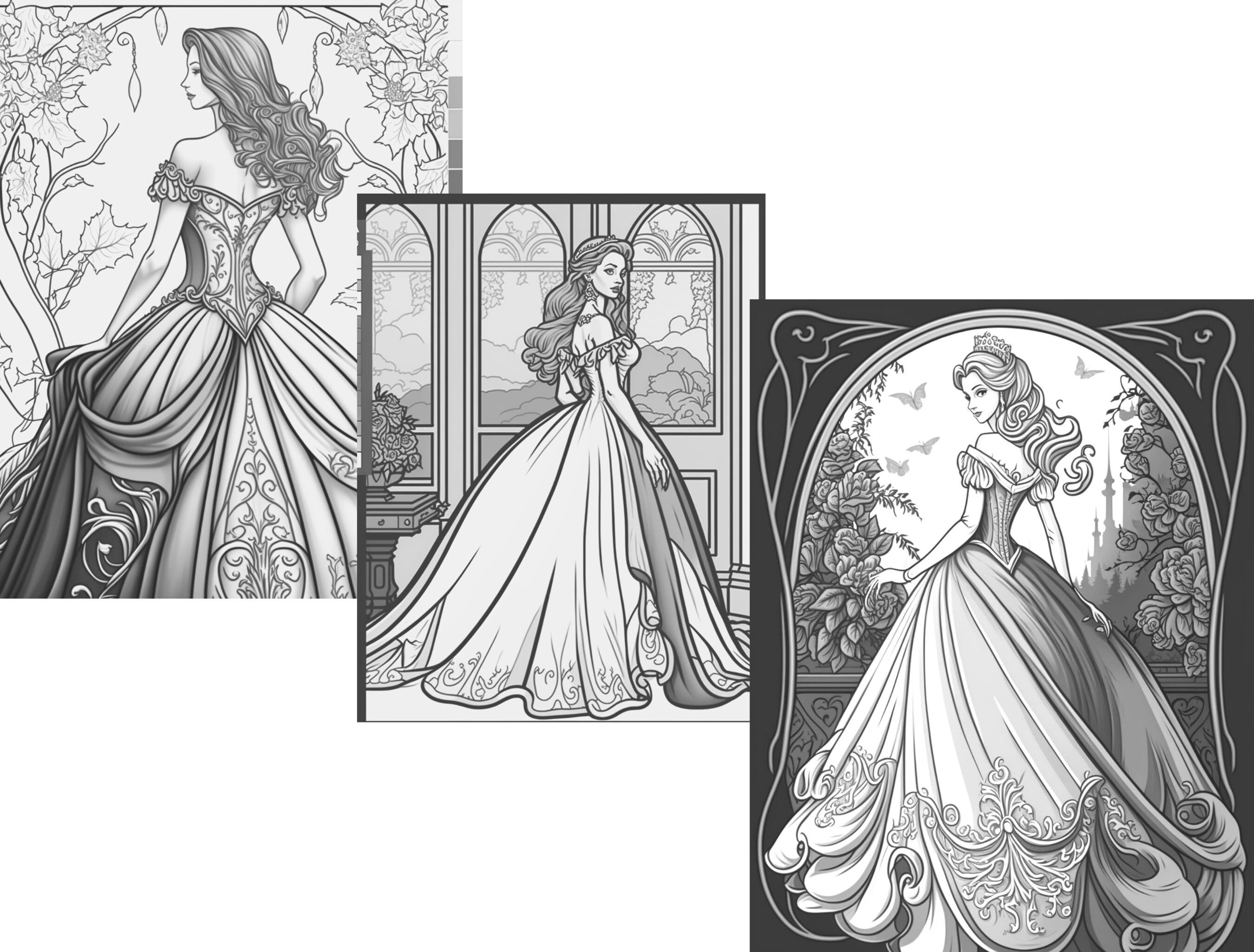 Coloring Book of Princess 20 Pages With Sample as Guide AI Generated ...