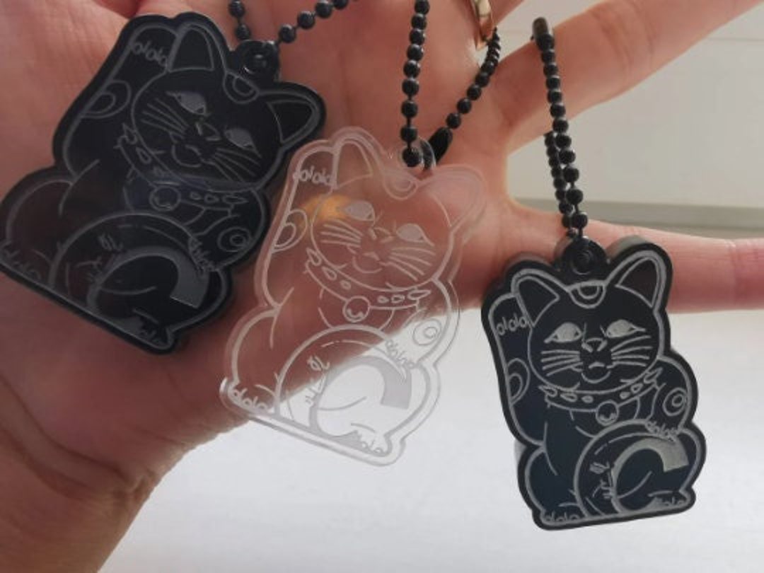 Maneki Neko Sakura Keychains, Anime, Cat, Fortune Luckycat Acrylic ...