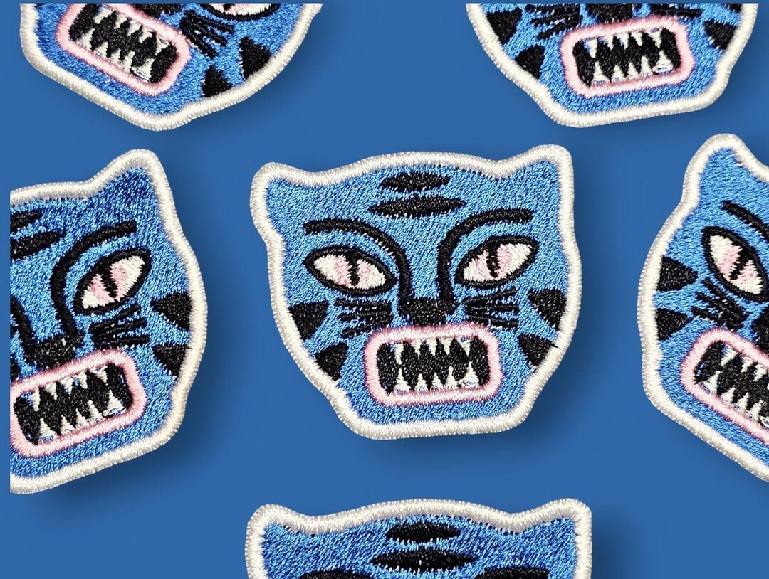 Patch Blue Tibetan Tiger Head Iron on Logo Patch Embroidery (handmade ...