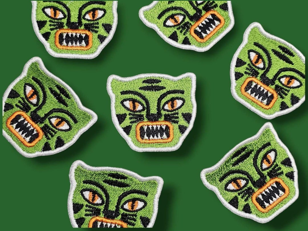 Patch Green Tibetan Tiger Head Iron on Logo Patch Embroidery (handmade ...