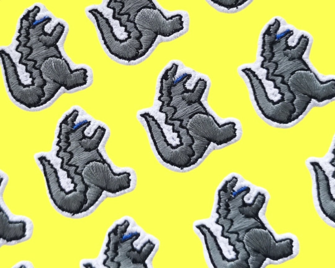 Godzilla Gray Patch, Japanese, Beast, Kaiju, Croc, Cool, Polo, Parody ...