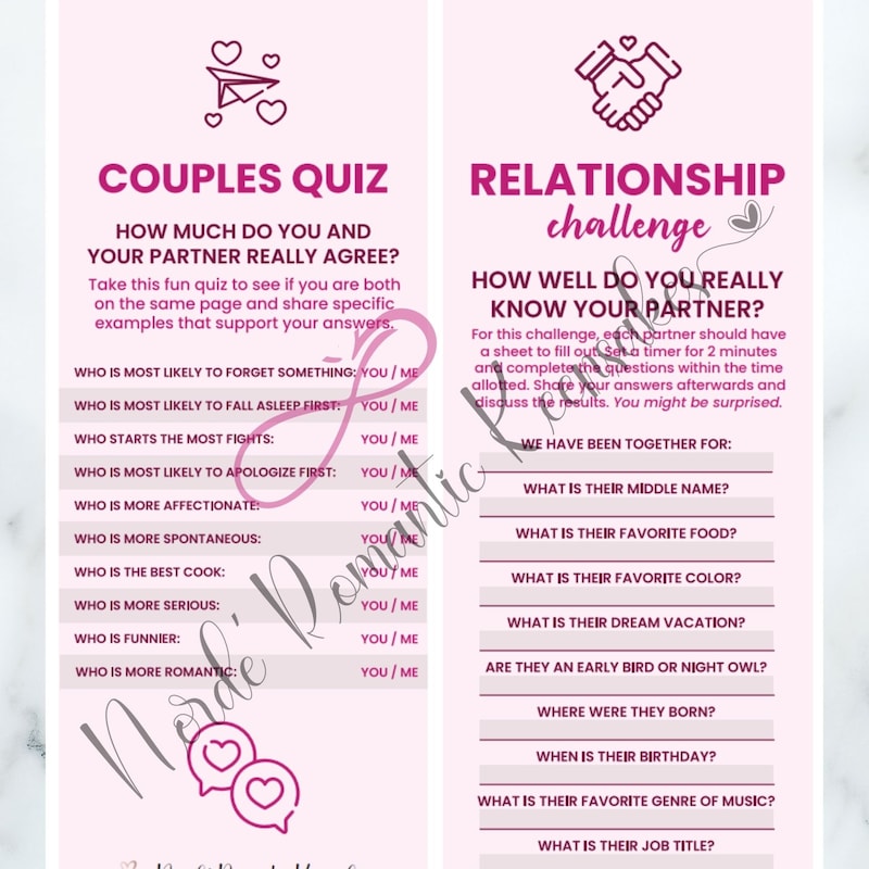 Couples Game - Etsy