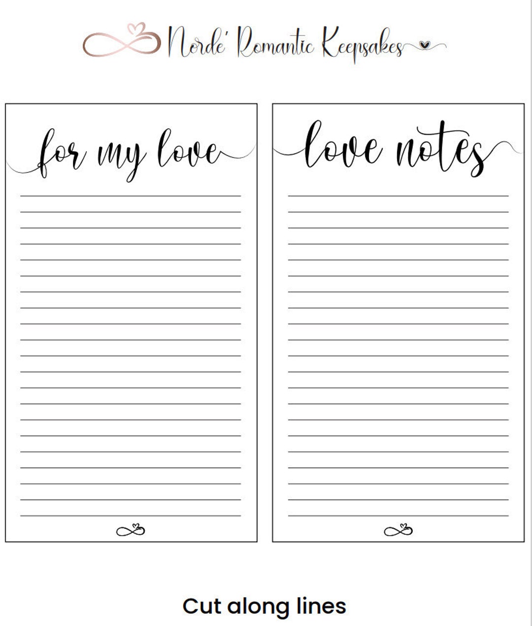 Printable Stationery Love Notes Pages PDF, Blank Notes Pages, Lined ...