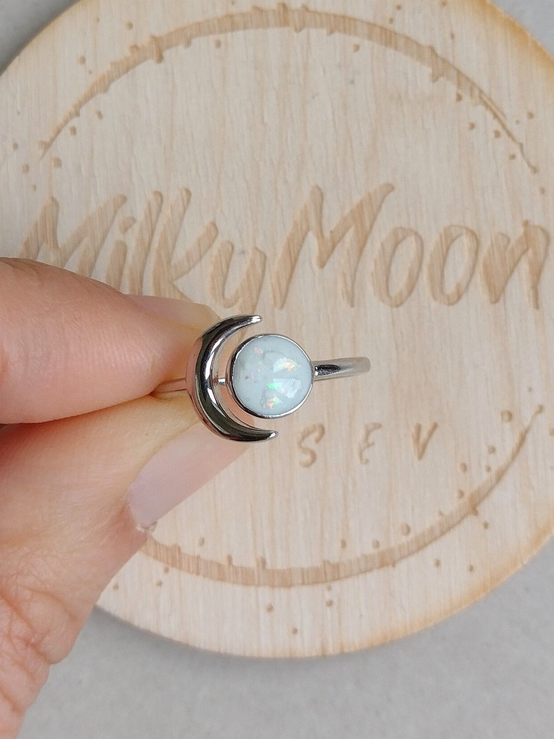 Breastmilk Moon Ring, Luna Crescent Moon Keepsake Ring and Earrings ...