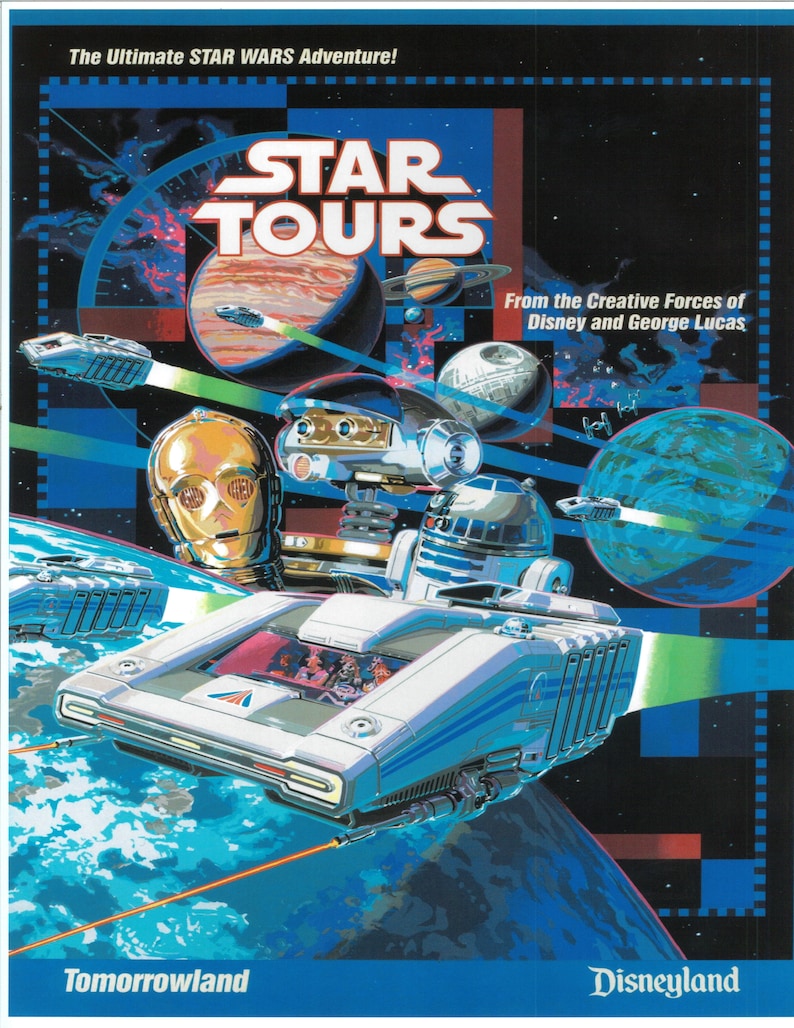 0068 Disney Star Tours Ride Poster. Disneyland Disney World - Etsy