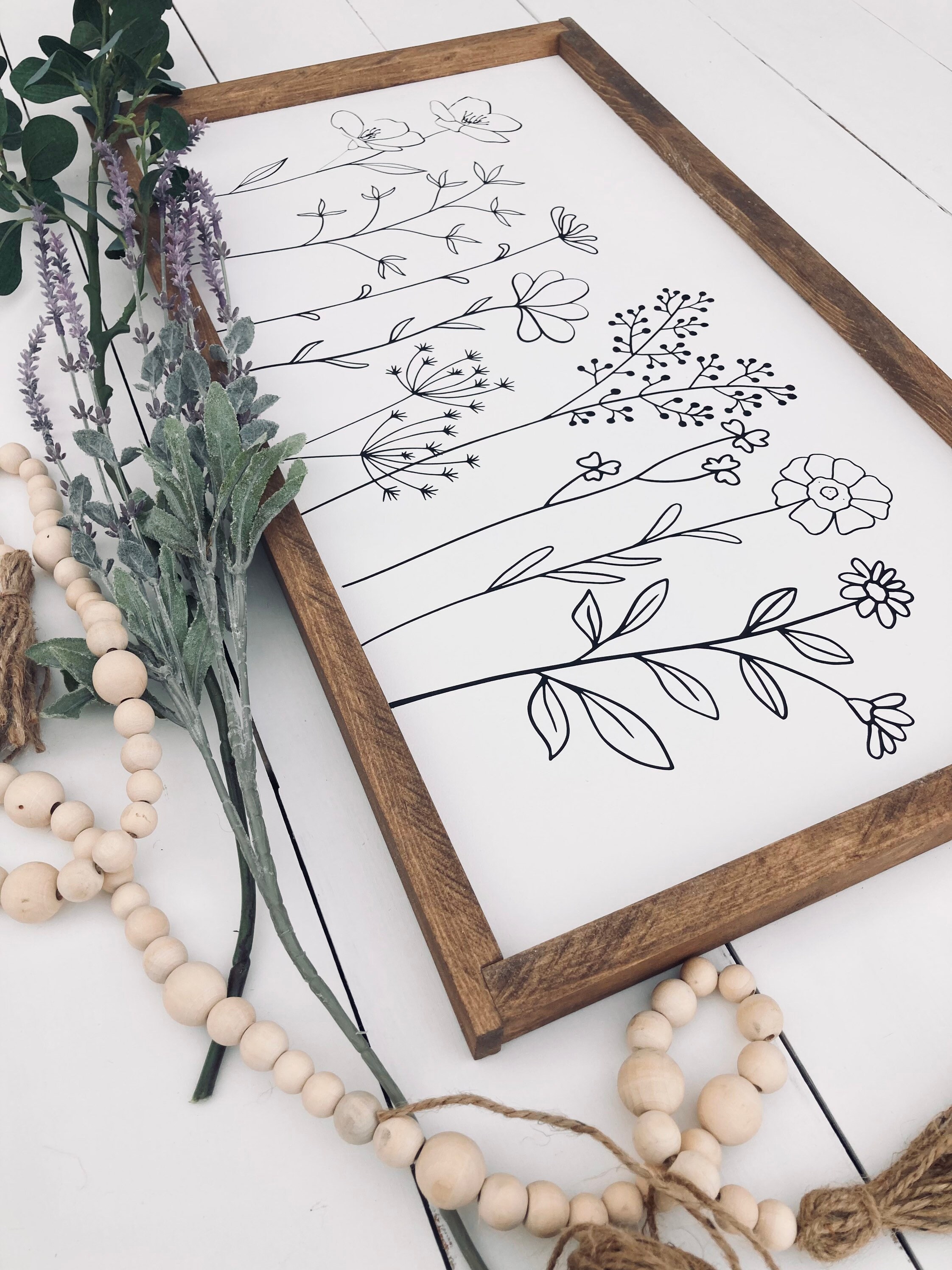 Wildflower Farmhouse Sign Botanical Sign Wood Framed Sign - Etsy