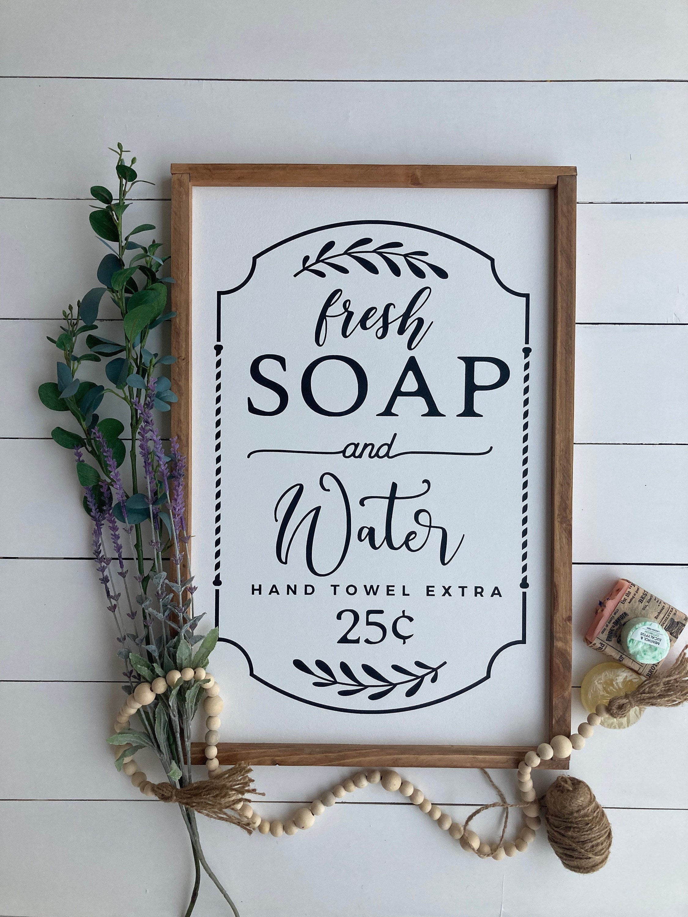 Bathroom Wood Sign Fresh Soap and Water Restroom Sign - Etsy