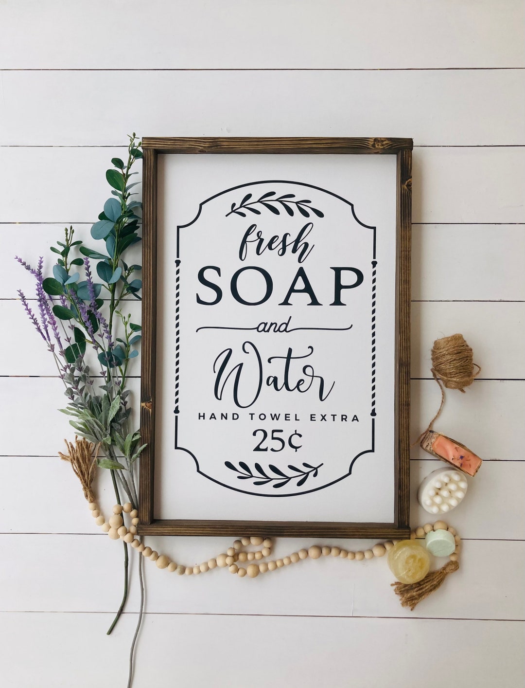 Bathroom Wood Sign, Fresh Soap and Water, Restroom Sign - Etsy