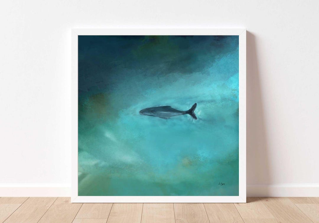 Square Whale Art Print, Sea Ocean Original Wall Art Gift 8x8 12x12 ...