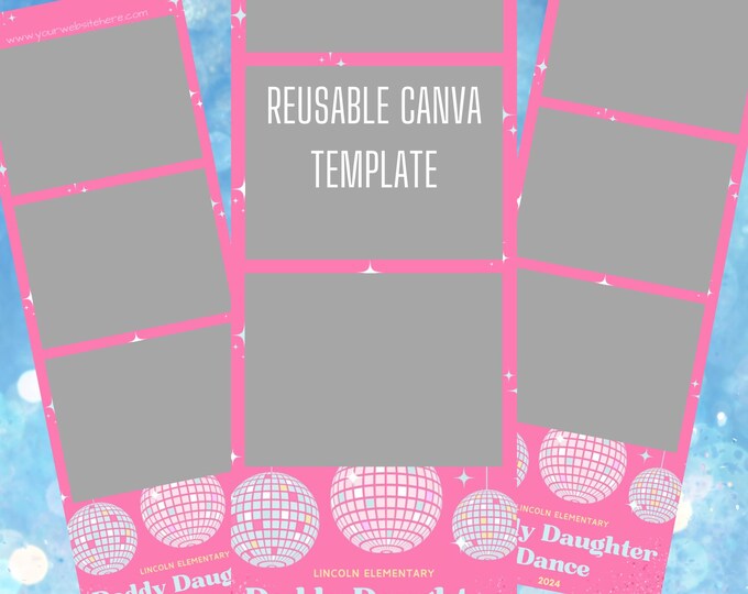 Pink Disco Party Photo Booth Template | Customizable Canva Design ...