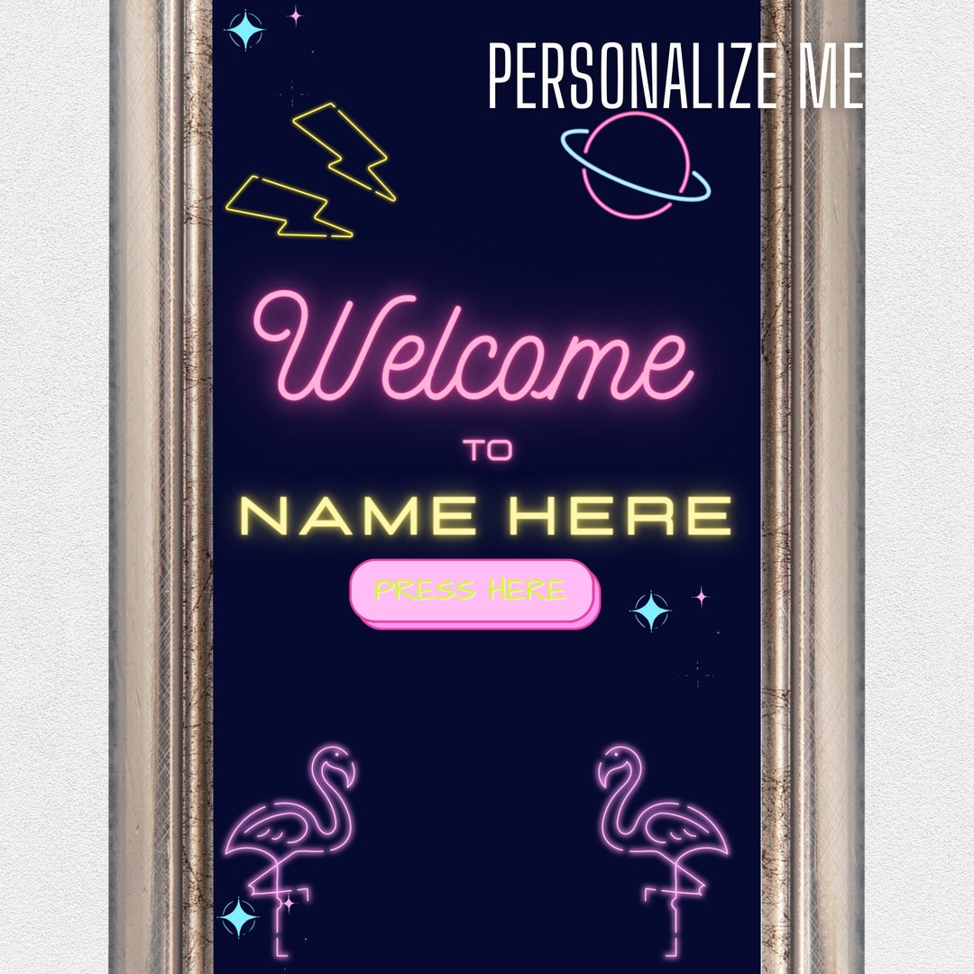 Editable Neon Photo Booth Tap to Start Touchscreen for Darkroom Booth ...