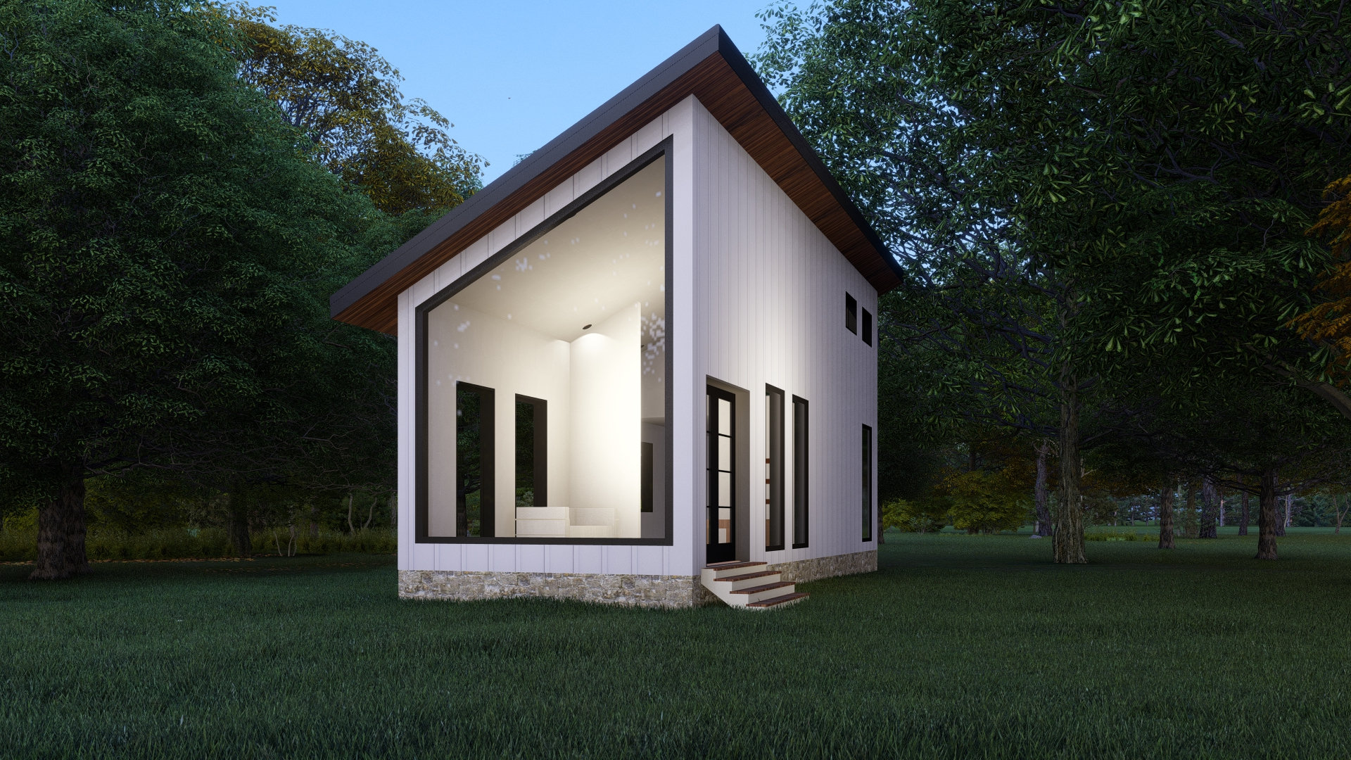 Custom Charming Sloped Roof Cabin Plans With Loft Bedroom | 600 Sq FT ...