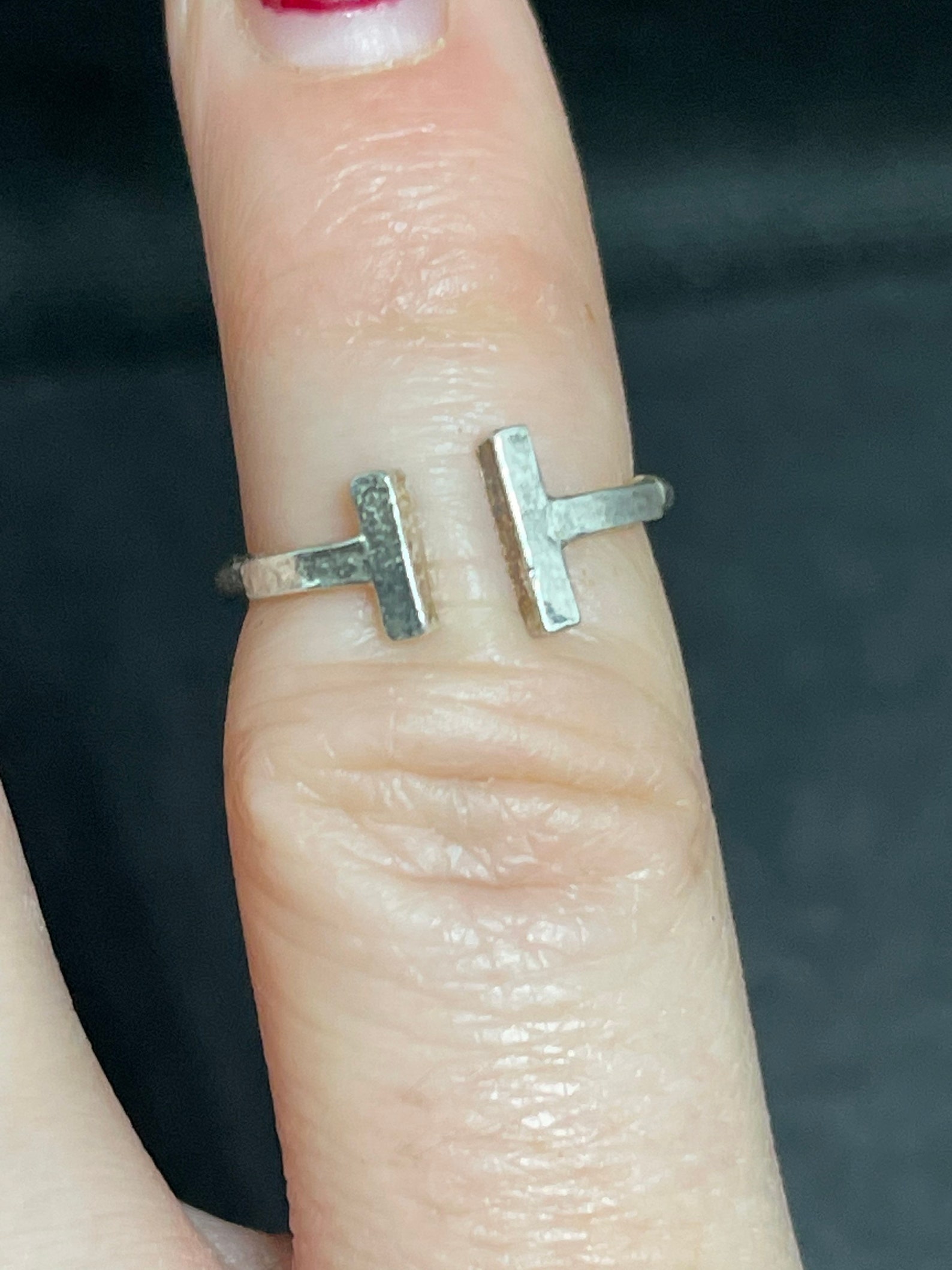 Silver T Design Pinkie / Midi Ring E1/2 - Etsy