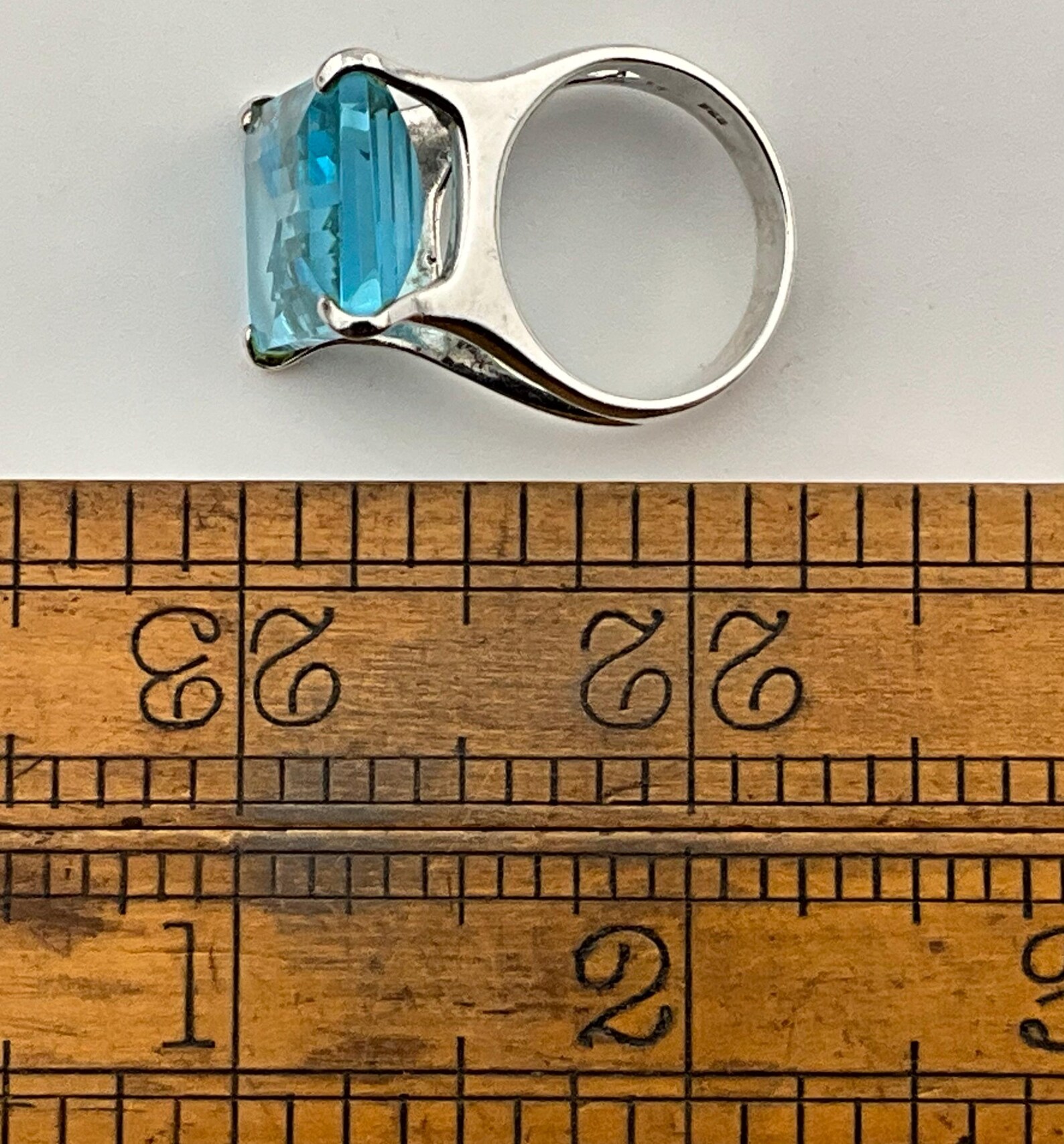 Silver Ring With Large Blue Stone, Size Q, 8.25, 58 - Etsy