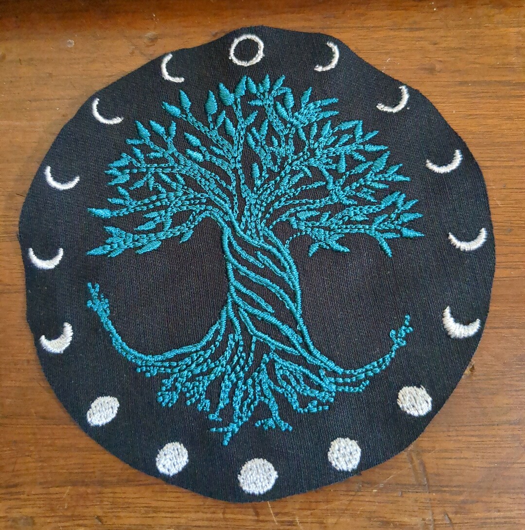 Moonlit Majesty: Celestial Tree With Moon Phases Patch - Etsy