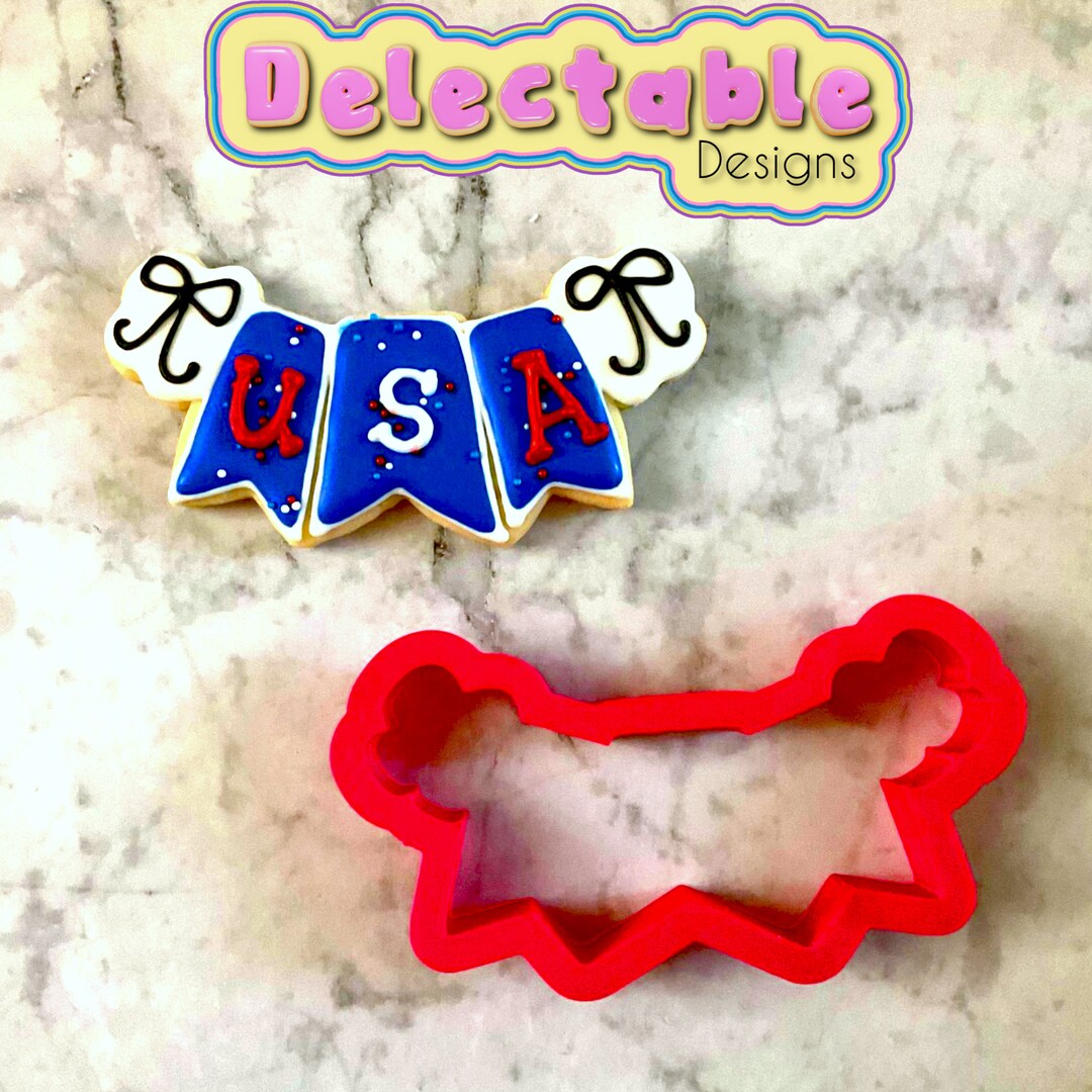 Banner Tri-letter Banner & Ribbon Cookie Cutter - Etsy