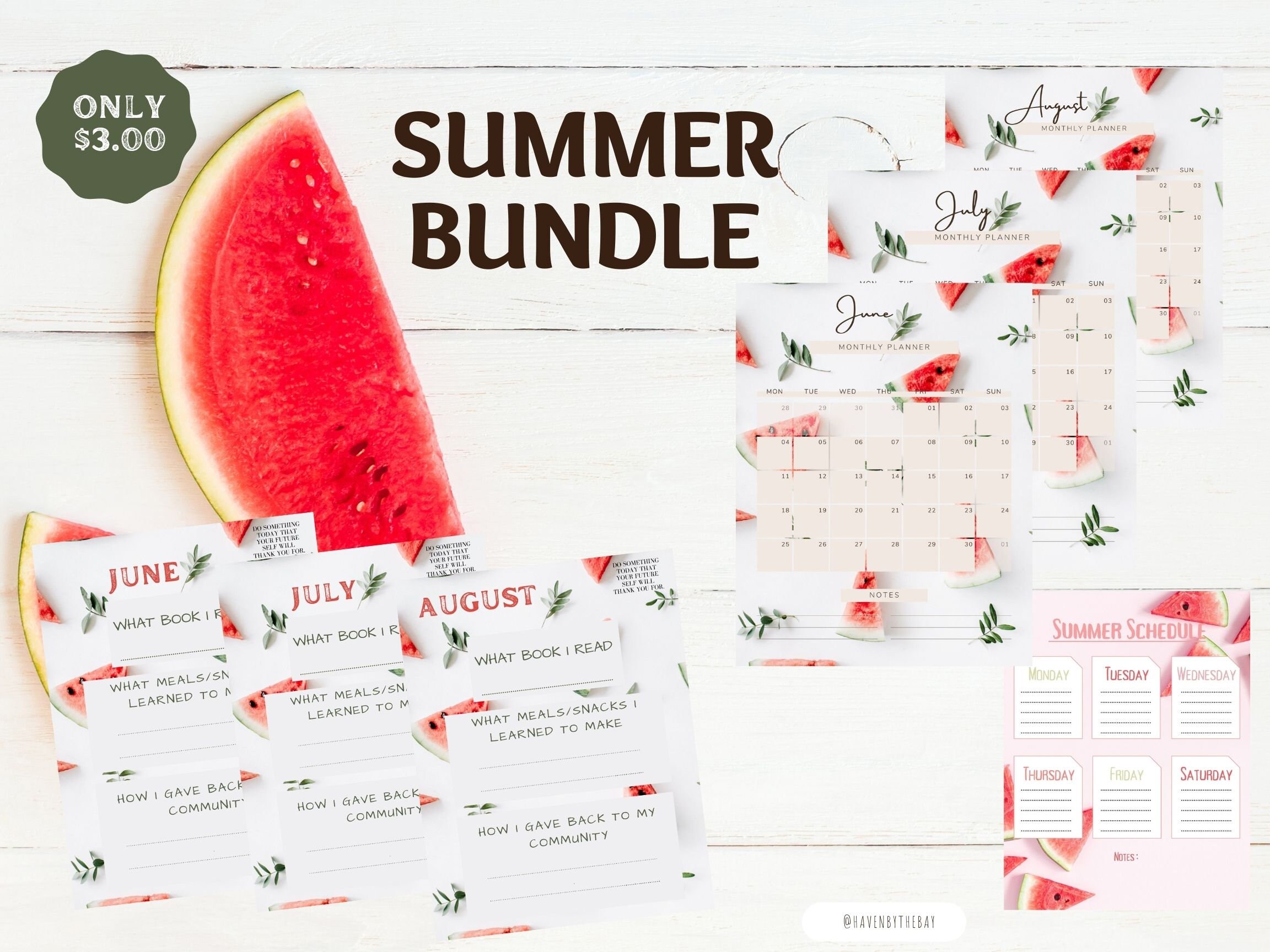 Printable Summer Calendar, Summer Planner, Summer To-do, Editable ...