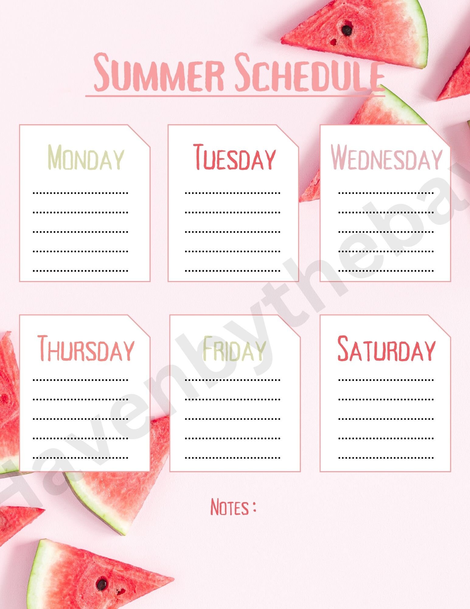 Printable Summer Calendar, Summer Planner, Summer To-do, Editable ...