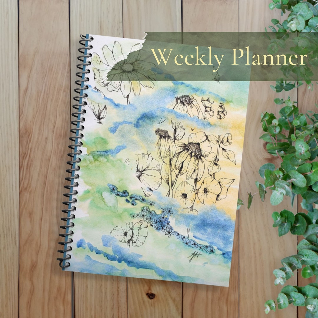 Wildflower Watercolor Undated Weekly Planner I Original Artwork "misty ...
