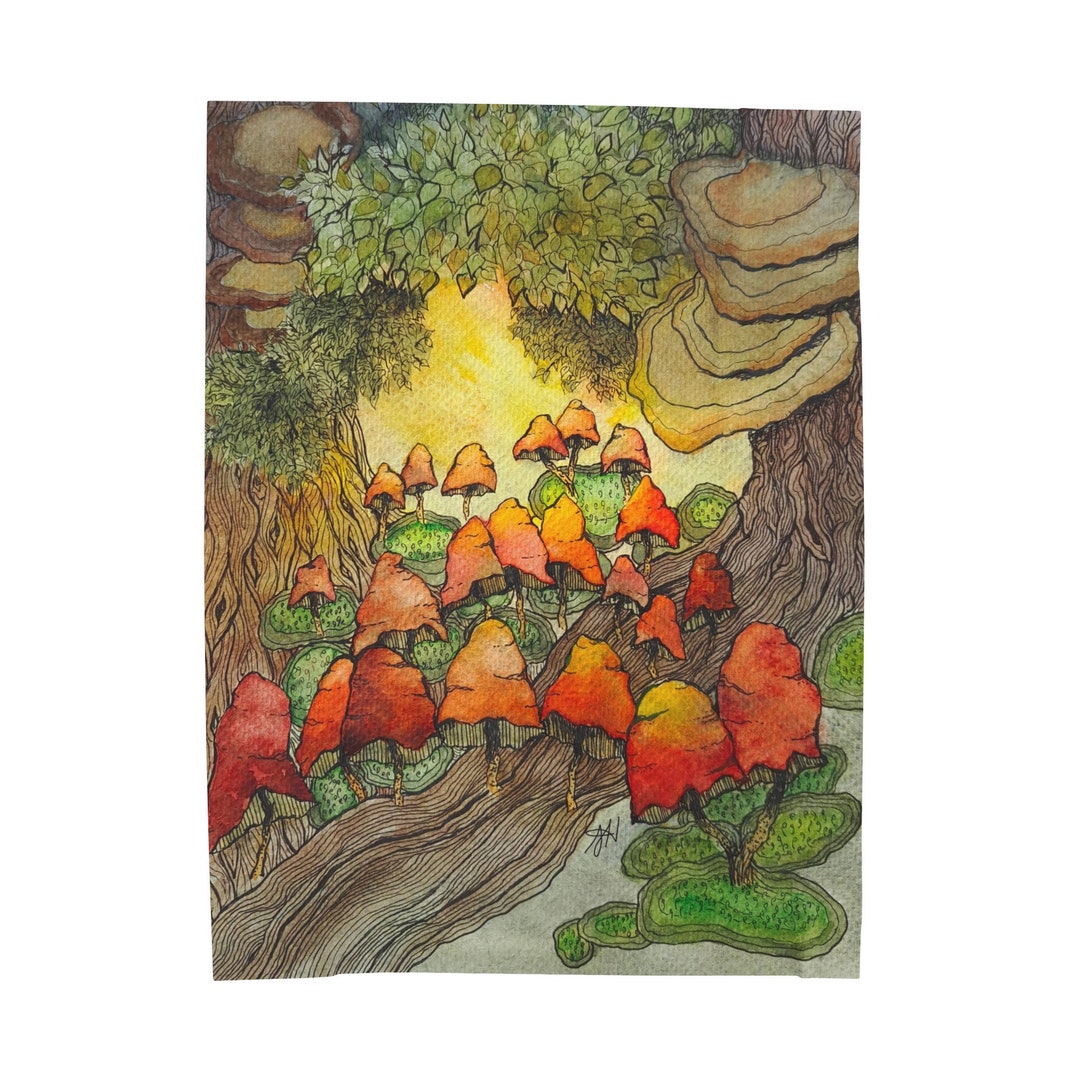 Mushroom Blanket Throw, Hobbitcore Couch Throw, Goblincore Home Decor ...