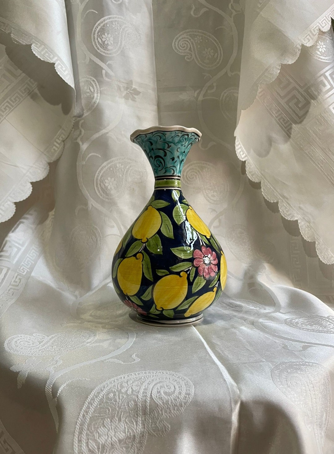 Handmade Ceramic Vase, Flower Pattern Embroidered Ceramic Vase, Ceramic ...