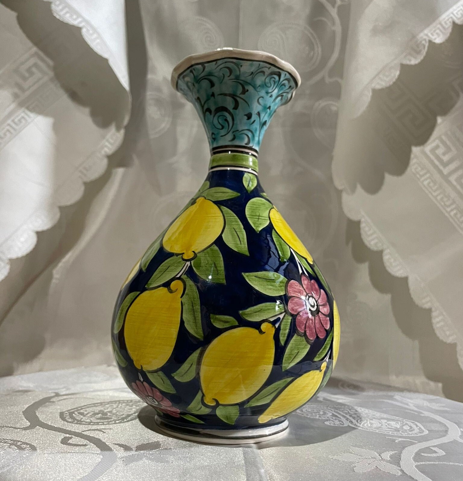 Handmade Ceramic Vase, Flower Pattern Embroidered Ceramic Vase, Ceramic ...