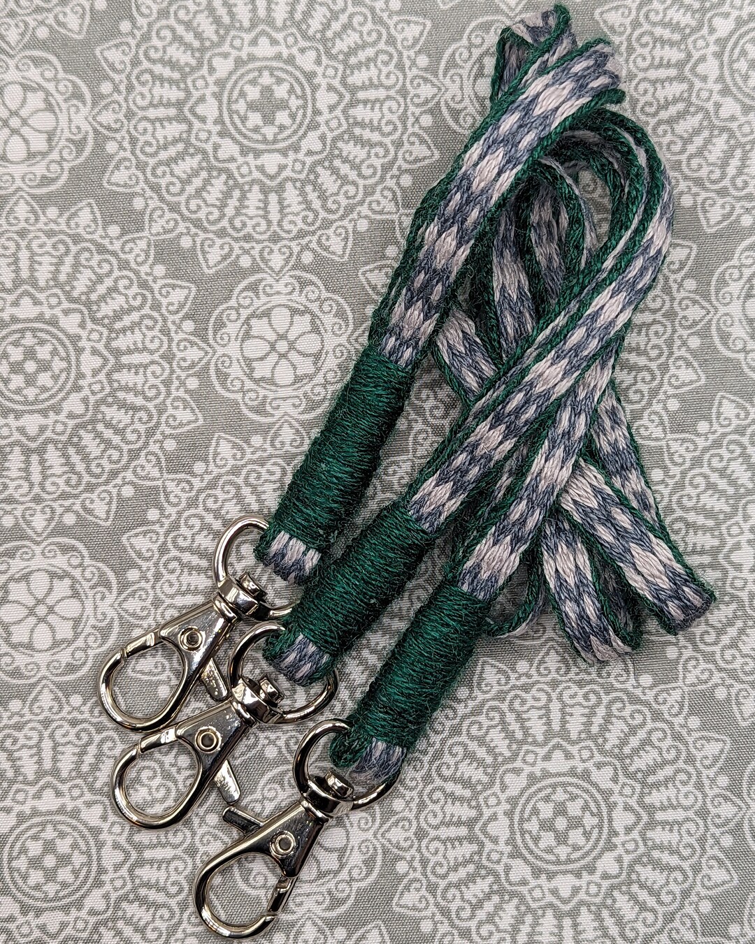 Diamond Pattern Tablet-woven Lanyard Wristlet in Silver Forest - Etsy