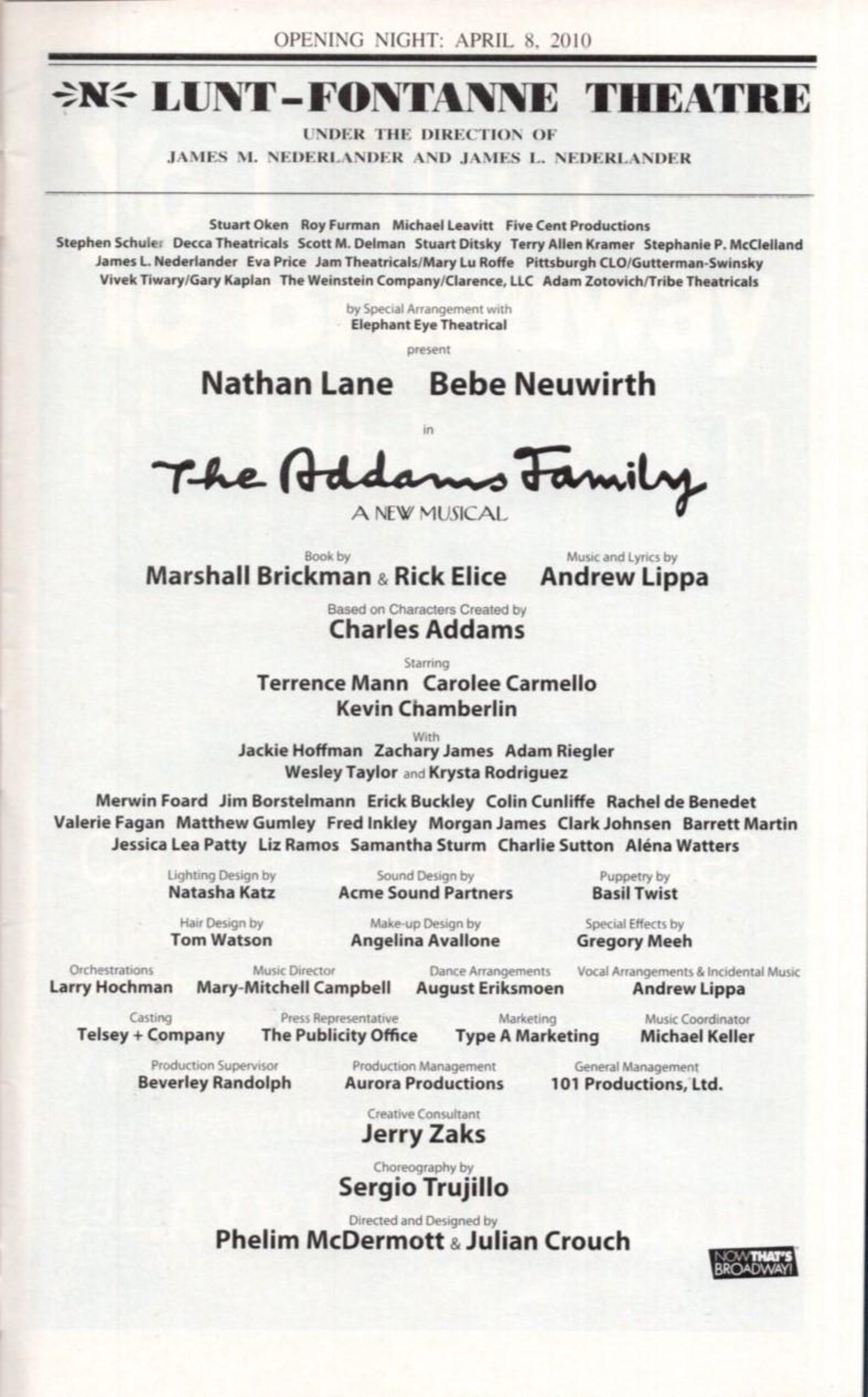 The Addams Family Signed Autographed Cast Playbill Bebe Neuwirth ...