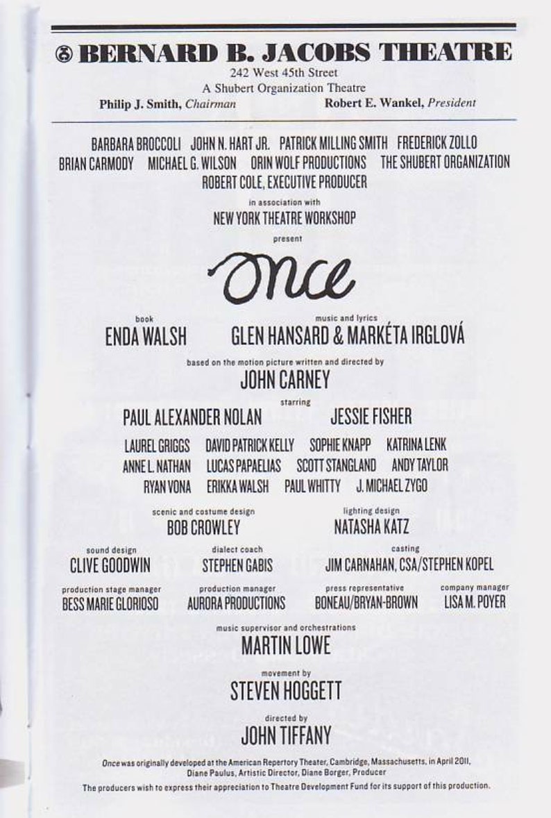 Once Signed Autographed Cast Playbill - Etsy