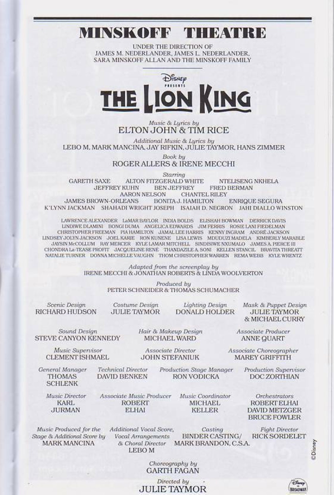 The Lion King Cast Signed Autographed Playbill - Etsy