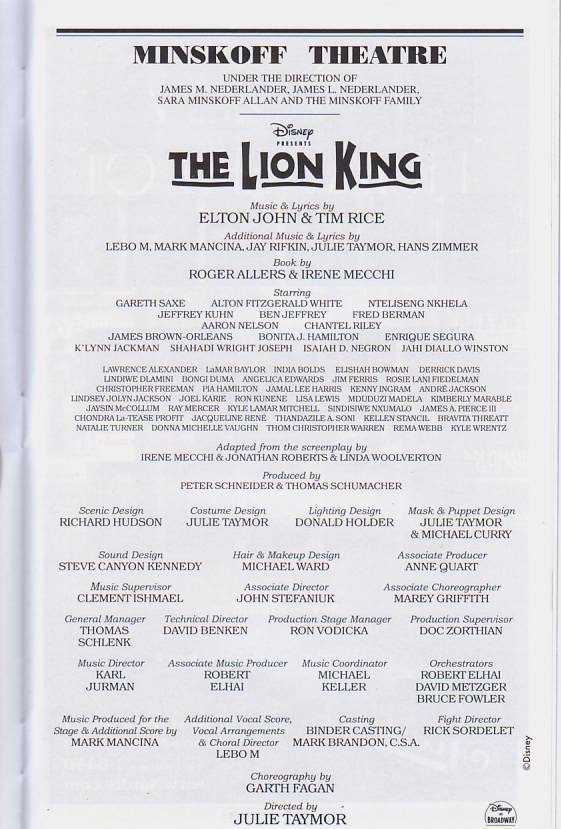 The Lion King Cast Signed Autographed Playbill - Etsy