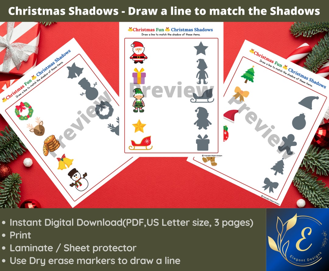 Christmas Fun Christmas Shadows Matching - Etsy