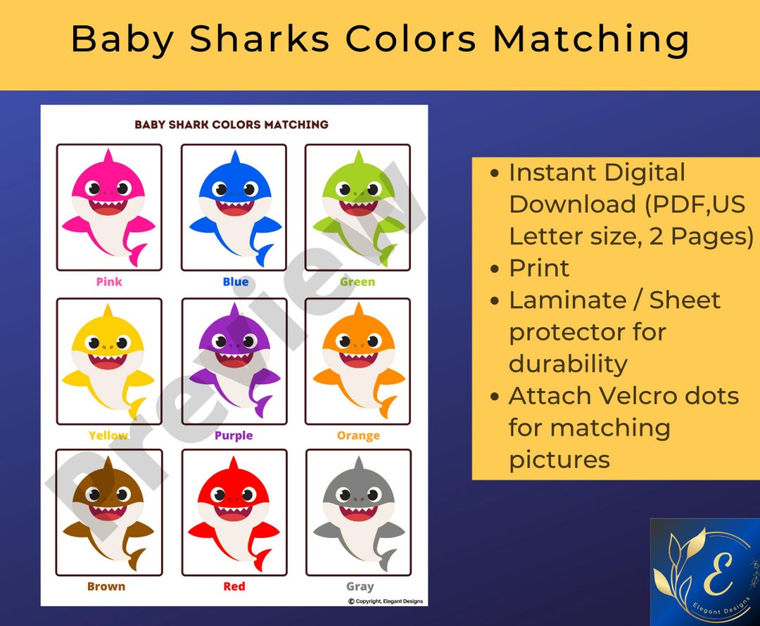 Baby Sharks Matching for Preschool and Kindergarten Kids - Etsy