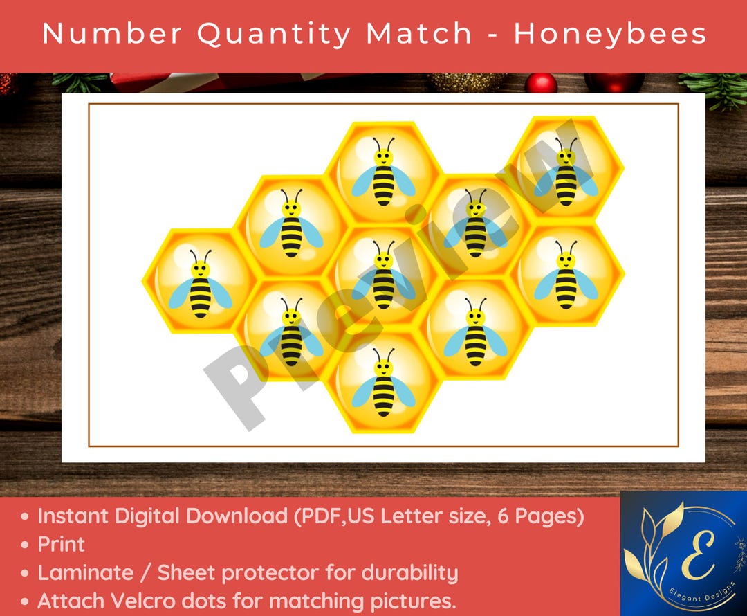 Honey Bee Counting for Preschool and Kindergarten Kids - Etsy