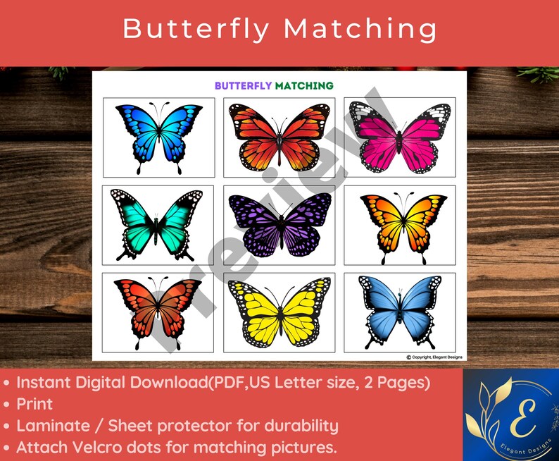 Butterfly Matching for Preschool and Kindergarten Kids - Etsy