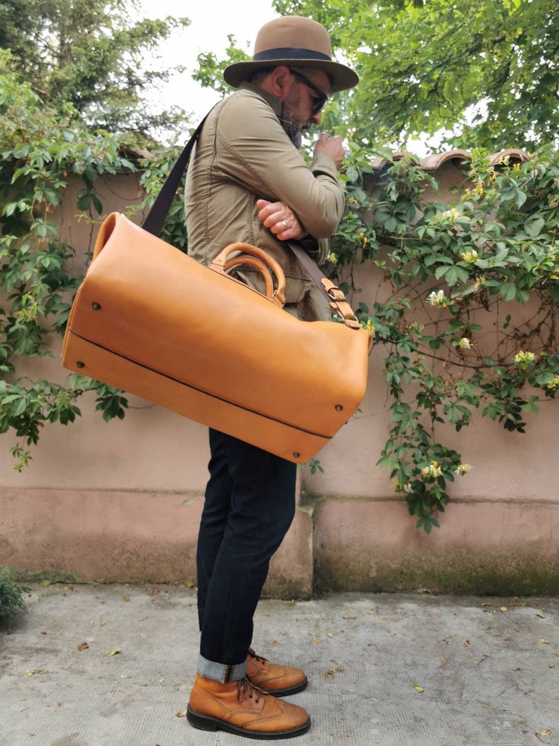 Duffel Leather Bag, Travel Crazy Horse Leather Bag, Sports Bag, Leather ...