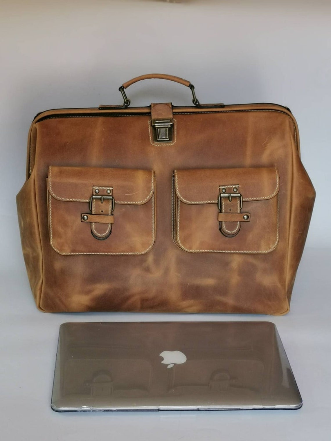 Leather Doctor Bag, Handmade Leather Bag,metal Framed Doctor Bag ...