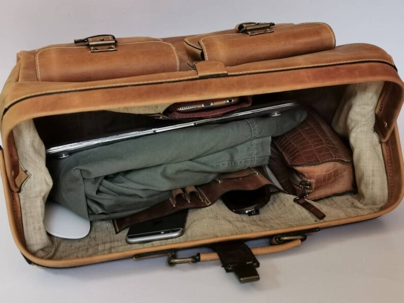 Leather Doctor Bag, Handmade Leather Bag,metal Framed Doctor Bag ...