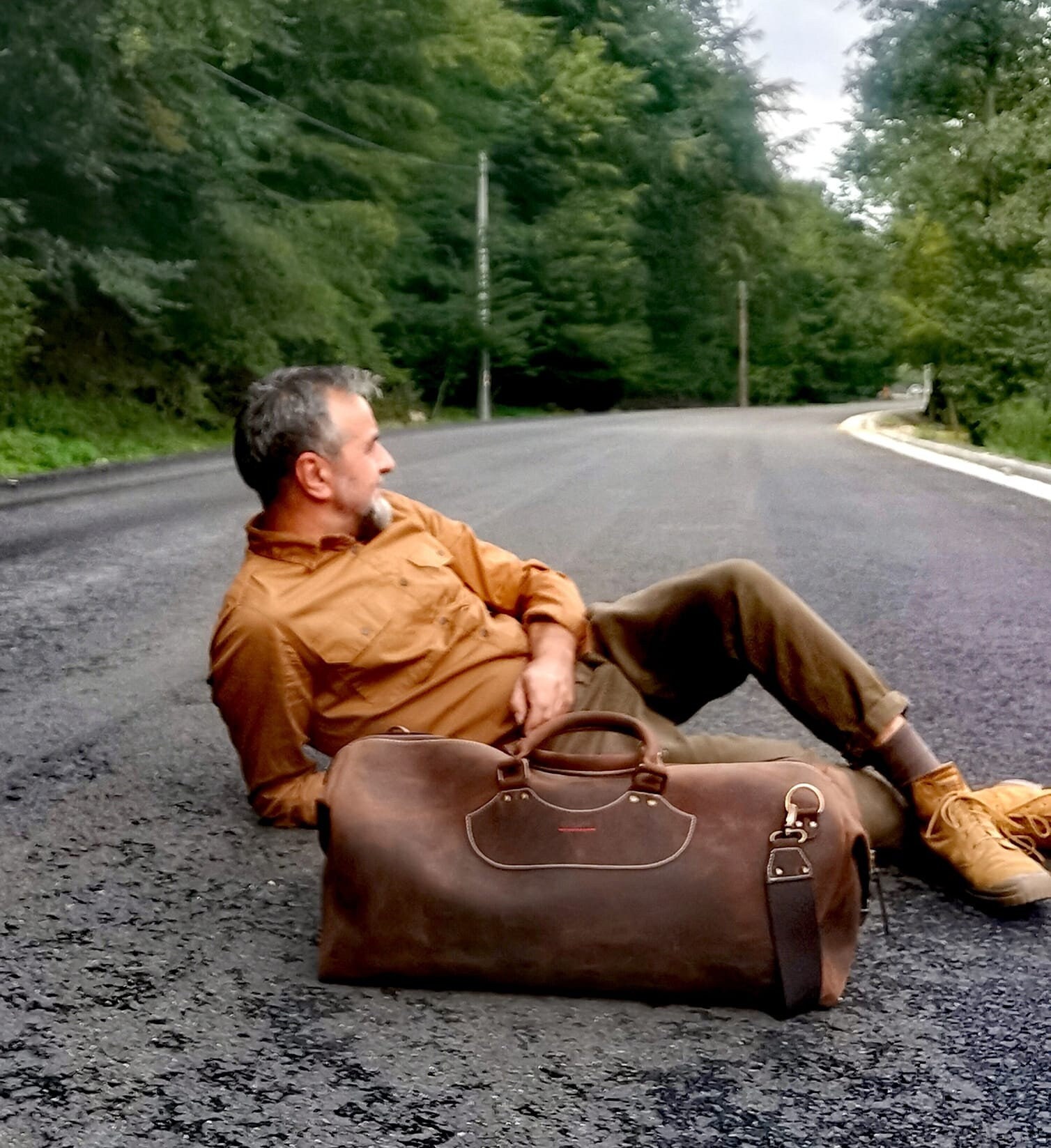 Duffel Leather Bag, Travel Crazy Horse Leather Bag, Sports Bag, Leather ...