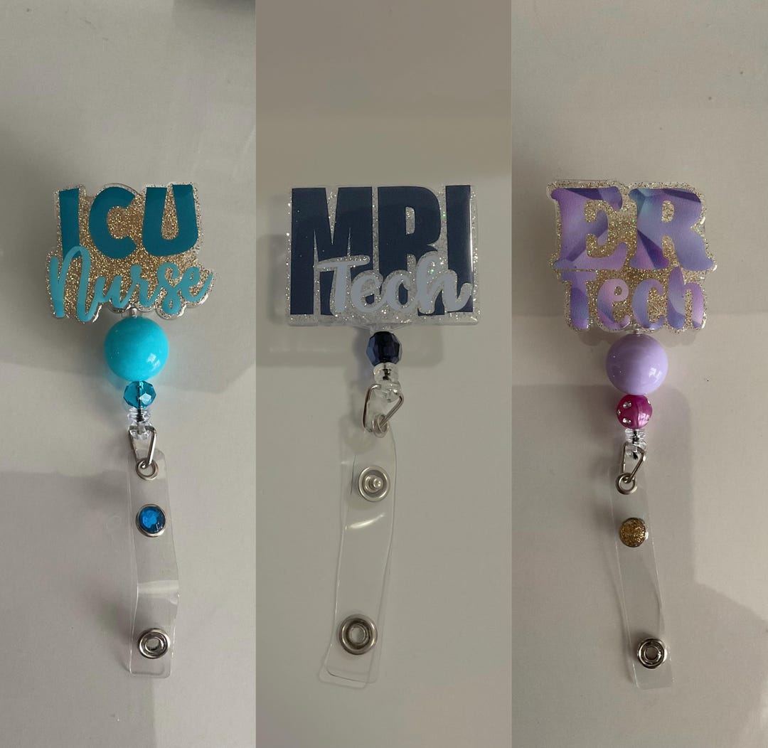 ICU Nurse/ MRI Tech/ ER Tech Retractable Id Badge Holder/ Badge Reel - Etsy